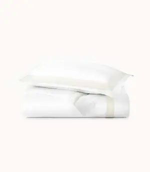 PEACOCK ALLEY Soprano Trim Sateen Duvet Cover - Platinum