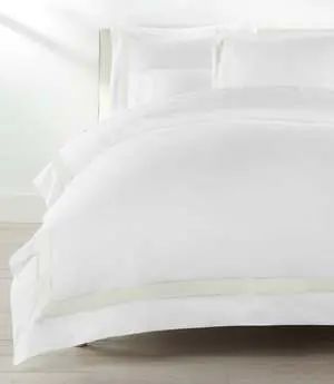 PEACOCK ALLEY Soprano Trim Sateen Duvet Cover - Platinum
