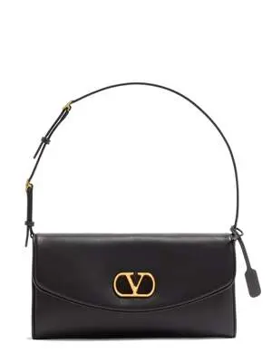 Valentino Garavani Height 12 Cm Mini Shoulder Bag In Grainy Calfskin With Antique Brass Hardware - Nero