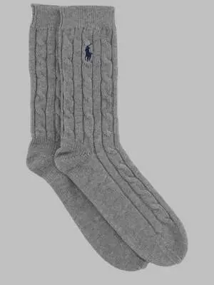 Polo Ralph Lauren Cotton-blend Ribbed Crew Socks - Grey