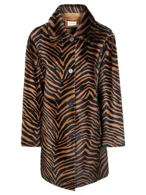 PAROSH Tiger-print Lambskin Overcoat