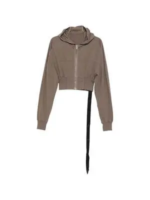 Rick Owens Cropped Heavy Cotton Zip-hood Sweatshirt