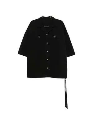 Rick Owens Cotton Oversized Shirt With Three-quarter Sleeves, Button Front & Pockets