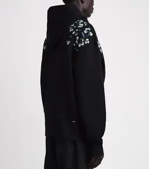 Amiri Cotton Hoodie With Floral Embroidery - Black