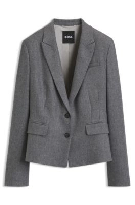 BOSS Slim-fit Blazer In Melange Flannel