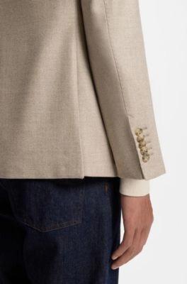 BOSS Regular-fit Blazer In Virgin Wool With Silk - Light Beige