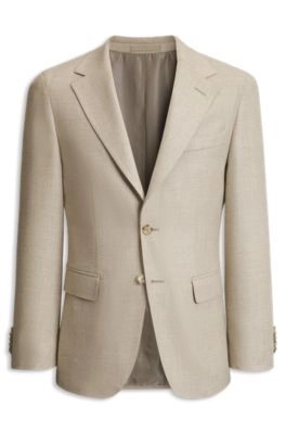 BOSS Regular-fit Blazer In Virgin Wool With Silk - Light Beige