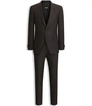 BOSS Two-piece Slim-fit Suit In Patterned Stretch Wool - Brown