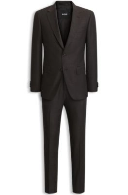 BOSS Two-piece Slim-fit Suit In Patterned Stretch Wool
