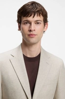 BOSS Patterned Slim-fit Blazer In A Wool-cashmere Blend