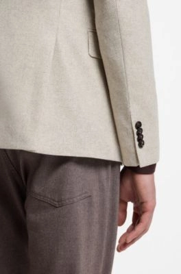 BOSS Patterned Slim-fit Blazer In A Wool-cashmere Blend