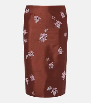SHUSHU/TONG Embellished Slip Skirt - Brown