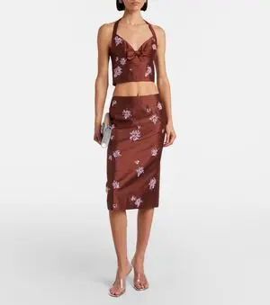 SHUSHU/TONG Embellished Halterneck Crop Top