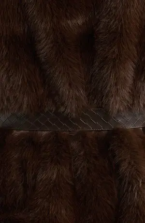 TAHARI ASL Belted Faux Fur Vest - Espresso