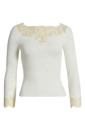 DÔEN Riana Lace Trim Ribbed T-shirt
