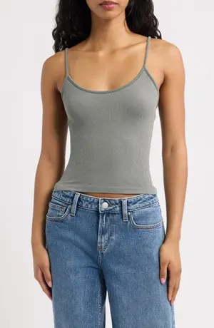 BDG URBAN OUTFITTERS Molly Glitter Cami With Spaghetti Straps - Grey