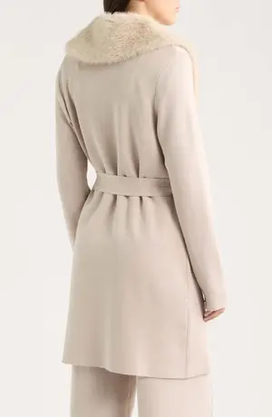 TAHARI ASL Faux Fur Collar Cardigan