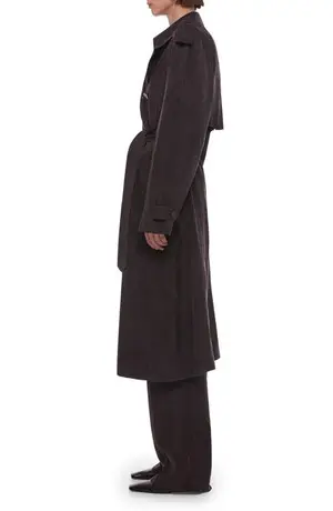 Helmut Lang Fluid Microsuede Trench Coat - Truffle