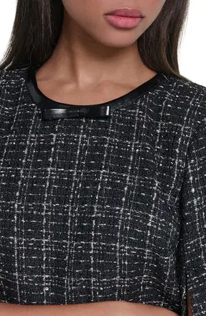 Karl Lagerfeld Paris Sequin Plaid Tweed Dress