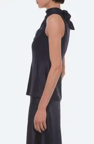 Helmut Lang Silk Satin Draped Tank - Navy