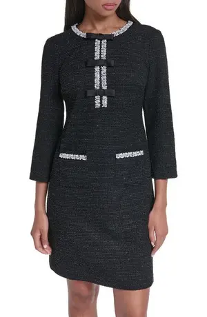 Karl Lagerfeld Paris Embellished Tweed Mini Dress