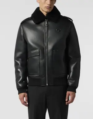 Philipp Plein Eco Shearling Aviator Jacket - Black