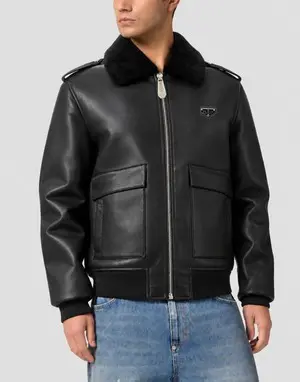 Philipp Plein Eco Shearling Aviator Jacket - Black