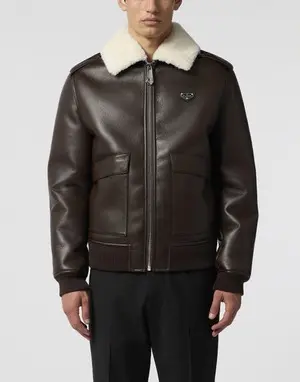 Philipp Plein Eco Shearling Aviator Jacket - Brown