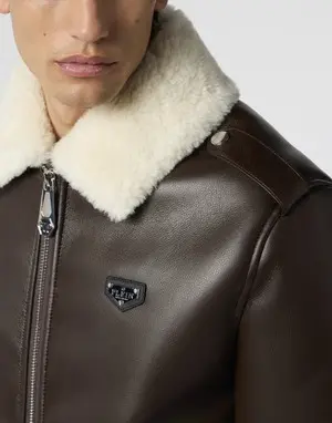 Philipp Plein Eco Shearling Aviator Jacket - Brown