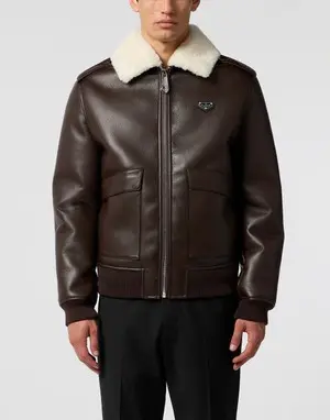 Philipp Plein Eco Shearling Aviator Jacket - Brown