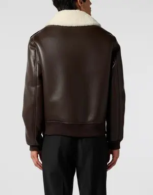 Philipp Plein Eco Shearling Aviator Jacket - Brown