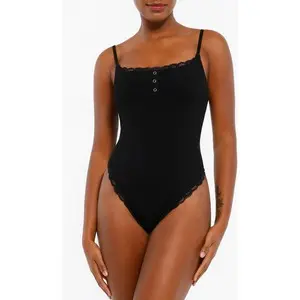 POPILUSH Shapewear Modal Sculpting Henley Bodysuit - Jet