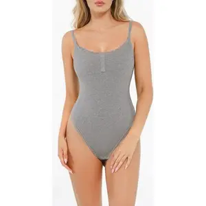 POPILUSH Shapewear Modal Sculpting Henley Bodysuit - Silver