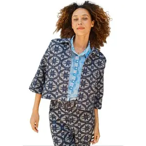 Ace & Jig Highway Cropped Collared Button-up Jacket Compass