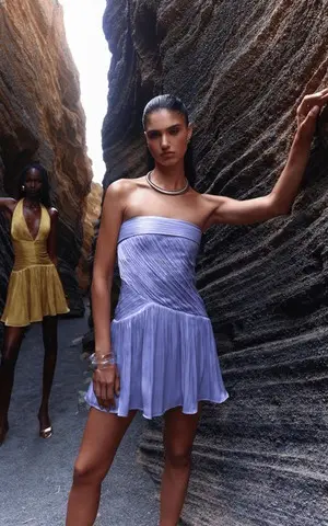 MISS CIRCLE NEW YORK Yalena Crystal Organza Strapless Mini Dress