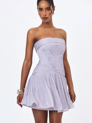 MISS CIRCLE NEW YORK Yalena Crystal Organza Strapless Mini Dress