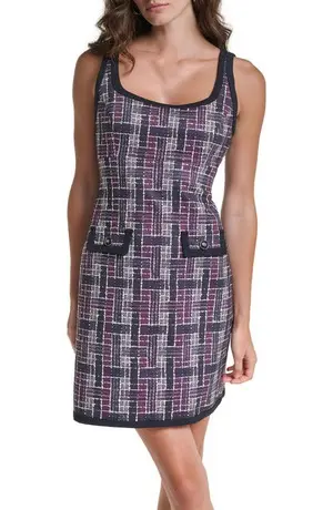 Karl Lagerfeld Paris Tweed Print Sleeveless Ponte Minidress