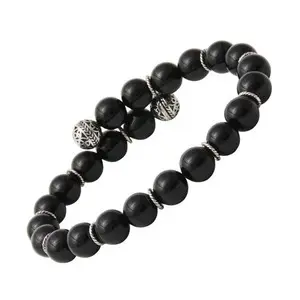 JAN LESLIE Spring Fit Gemstones 8mm Bracelet - Black