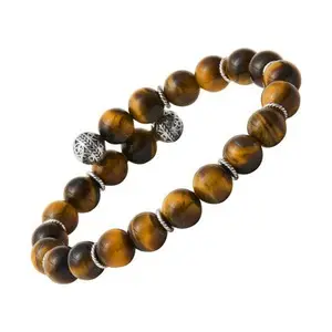 JAN LESLIE Sterling Silver Gemstone Bead Bracelet - Brown