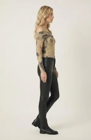 MODENAIRE Off Shoulder Mesh Top