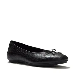 Fitflop Delicato Crocodile Ballerinas Flats - All Black