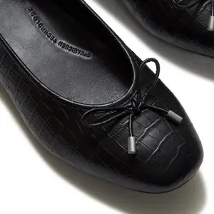 Fitflop Delicato Crocodile Ballerinas Flats - All Black