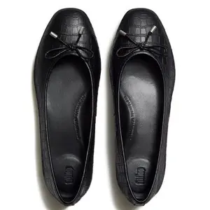 Fitflop Delicato Crocodile Ballerinas Flats - All Black