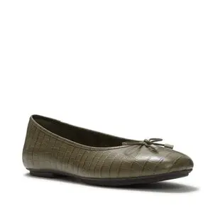 Fitflop Delicato Crocodile Ballerinas Flats Deep Olive