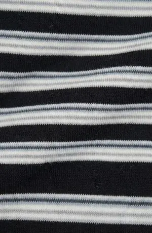 MODENAIRE Off-shoulder Striped Knit Belted Top