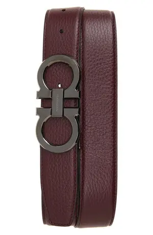 FERRAGAMO Reversible Gancio Belt - Cordovan Nero
