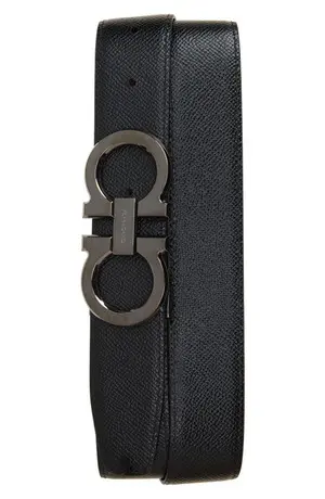 FERRAGAMO Reversible Gancio Belt - Cordovan Nero