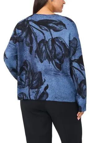 Vince Camuto Floral Sketch Crewneck Sweater