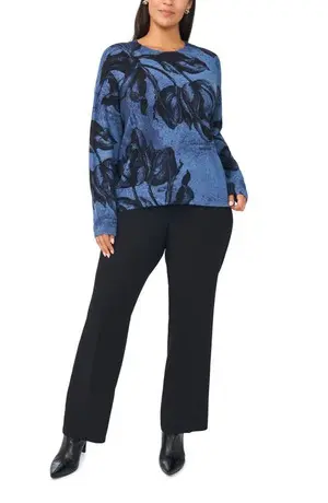 Vince Camuto Floral Sketch Crewneck Sweater