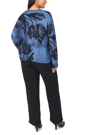 Vince Camuto Floral Sketch Crewneck Sweater